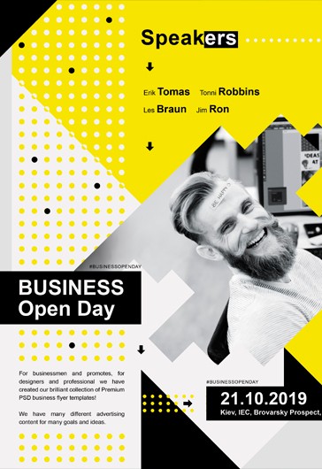 Yellow Minimalist Business Open Day Free Flyer Template PSD | by ...