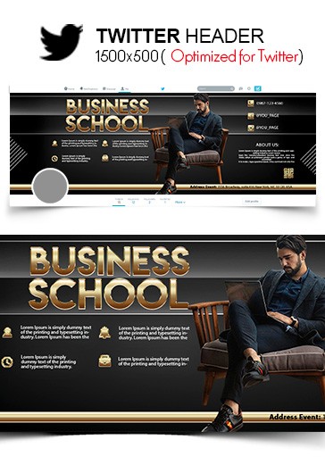 Business School – Free Twitter Header PSD Template - 10023201 | by ...