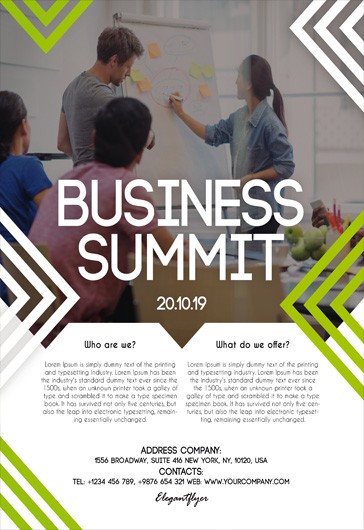 White Minimalist Business Summit Free Flyer Template PSD | by Elegantflyer