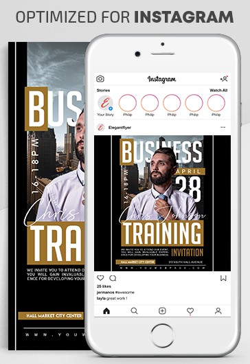 Black Simple Business Training Instagram Premium Social Media Template PSD