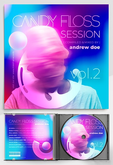 Blue Watercolor Candy Floss Set Premium CD Album Cover Template PSD ...