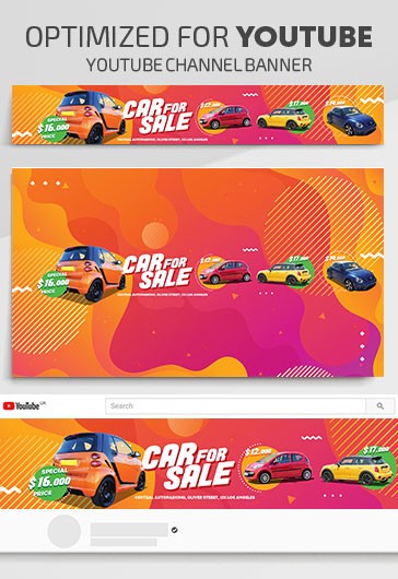 Car For Sale - Free Youtube Channel banner PSD Template - 10026504 | by ...