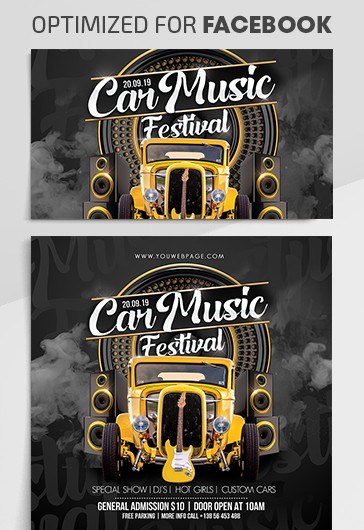Gray Creative Car Music Festival Premium Social Media Template PSD | by ...