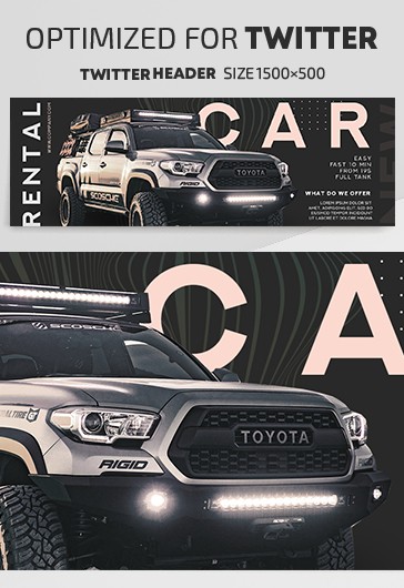 Black Modern Car Rental Twitter Premium Social Media Template PSD | by ...