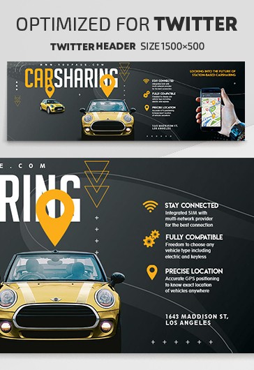 Yellow Simple Car Sharing Premium Social Media Template PSD | by ...