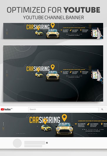 Black Simple Car Sharing Youtube Premium Social Media Template PSD | by ...