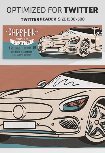 Car Show - Free Twitter Header PSD Template - 10026918 | by ElegantFlyer