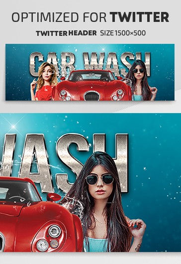 Blue Simple Car Wash Twitter Free Social Media Template PSD | by ...