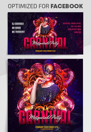Plantilla de redes sociales PSD Purple Creativo Fiesta de Máscaras de ...