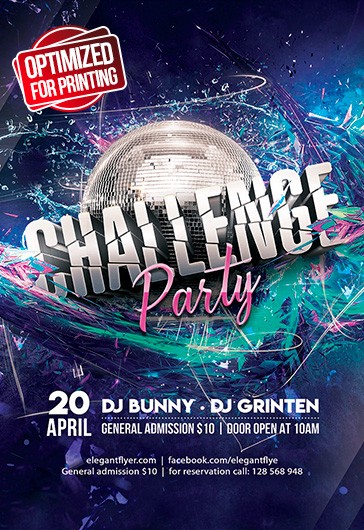 Blue Abstract Challenge Party Premium Flyer Template PSD | by Elegantflyer