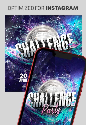 Blue Abstract Challenge Party Premium Social Media Template PSD | by ...