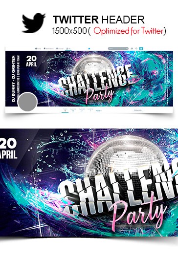 Challenge Party – Twitter Header PSD Template - 10022672 | by ElegantFlyer