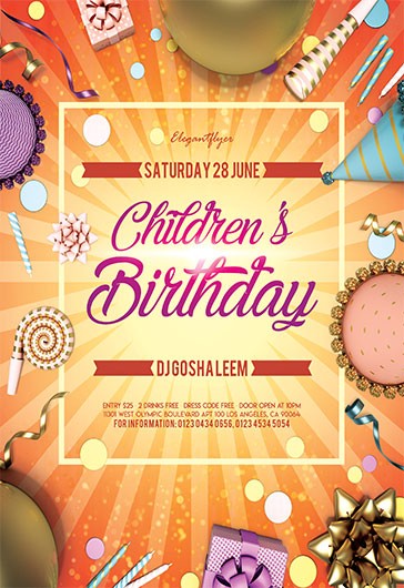 Children's Birthday - Flyer PSD Template - 10021327 | by ElegantFlyer