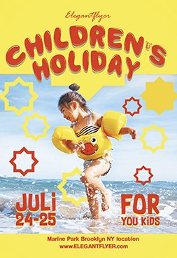 Yellow Simple Children’s party Free Flyer Template PSD | by Elegantflyer