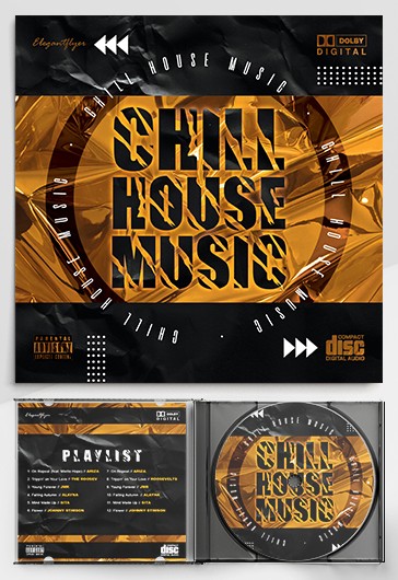 Black Luxury Chill House Music CD Cover Premium CD Album Cover Template PSD
