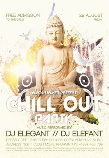 White Artistic Chill Out Party Free Flyer Template PSD | by Elegantflyer