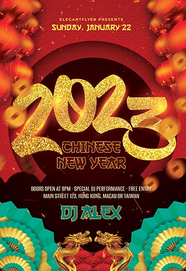 Red Luxury Chinese New Year Premium Flyer Template PSD | by Elegantflyer