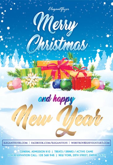 Blue Modern Fabulous Christmas Premium Flyer Template PSD | by Elegantflyer