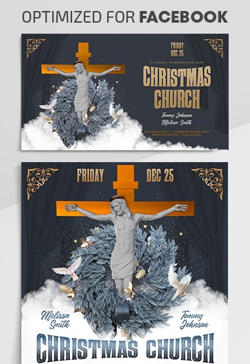 White Simple Christmas Church Premium Social Media Template PSD | by ...