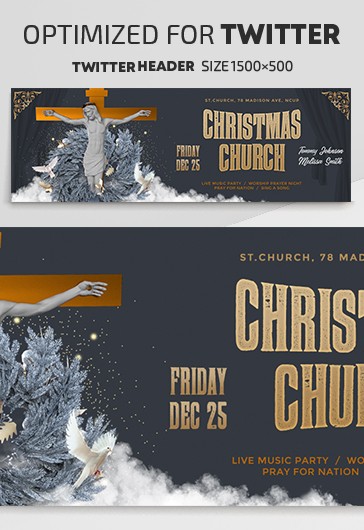 Christmas Church - Twitter Header PSD Template - 10033195 | by ElegantFlyer