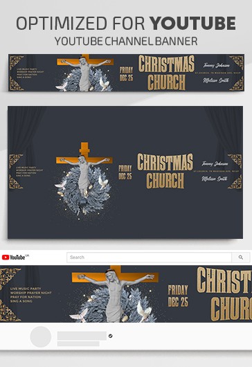 Gray Simple Christmas Church Youtube Premium Social Media Template PSD