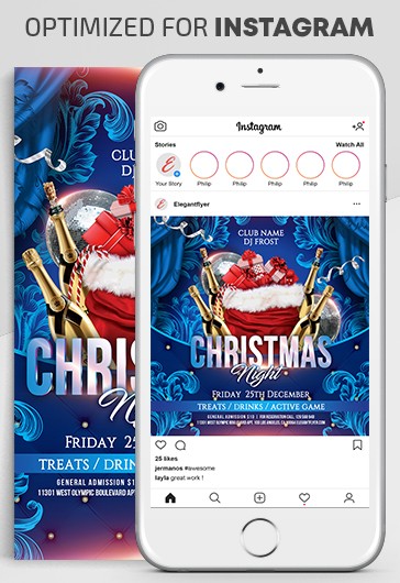 Blue Creative Christmas Premium Social Media Template PSD | by Elegantflyer