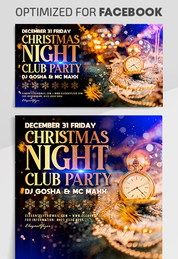 Black Creative Christmas Night Club Party Premium Social Media Template PSD