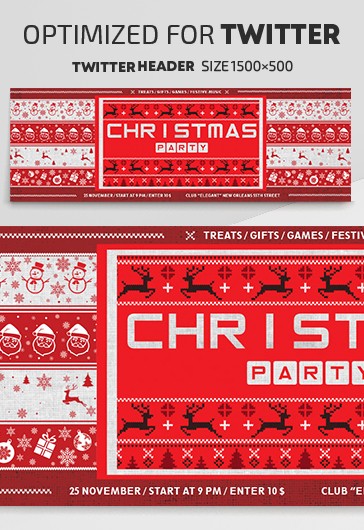 Christmas Party - Free Twitter Header PSD Template - 10028764 | by ...