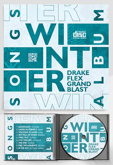 Blue Simple Winter Songs Album CD Cover Premium CD Album Cover Template PSD