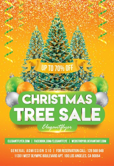 Yellow Bright Christmas Tree Sale Premium Flyer Template PSD | by ...