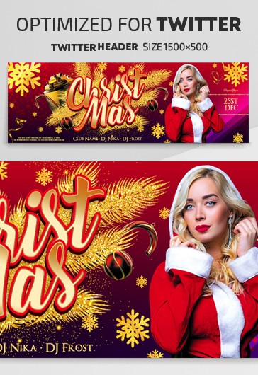 Red Glamorous Christmas Twitter Premium Social Media Template PSD | by ...