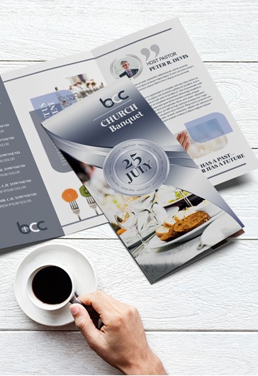 Banquet d'église - Modèle de brochure PSD tri-fold haut de gamme ...