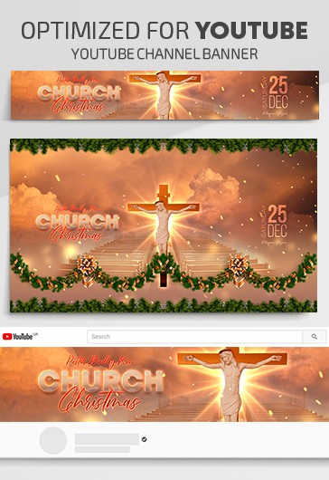 Church Christmas - Free Youtube Channel banner PSD Template - 10029151 ...