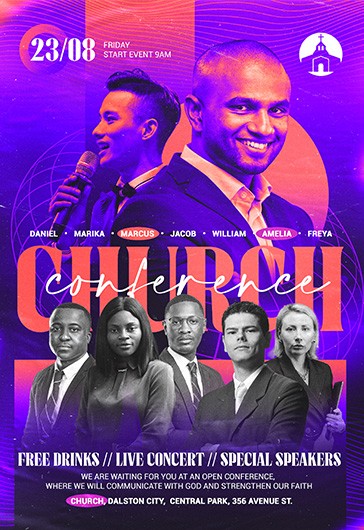 White Abstract Church Conference Free Flyer Template PSD | by Elegantflyer