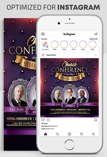Purple Creative Church Conference Free Social Media Template PSD | by ...