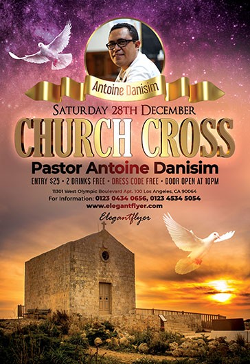 Yellow Exclusive Church Cross Premium Flyer Template PSD | by Elegantflyer