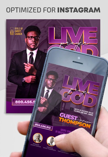 Purple Simple Church Guest Instagram Premium Social Media Template PSD