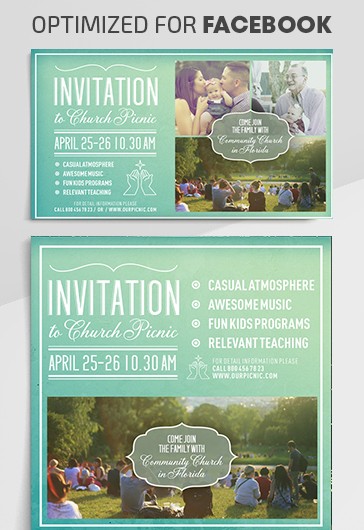 Blue Simple Church Picnic Invitation Facebook Premium Social Media ...
