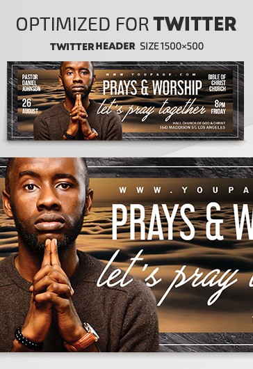 Black Professional Church Twitter Premium Social Media Template PSD ...