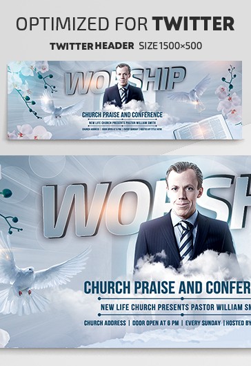 Gray Elegant Church Twitter Premium Social Media Template PSD | by ...