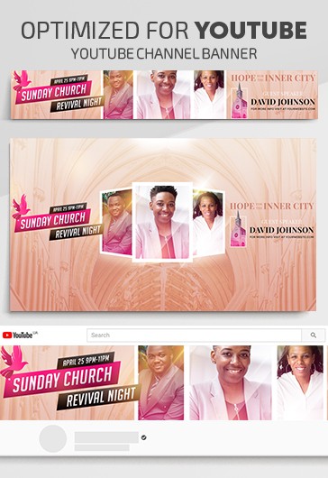 Pink Simple Church Youtube Premium Social Media Template PSD | by ...