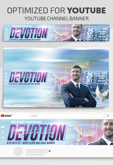Blue Artistic Church Youtube Premium Social Media Template PSD | by ...