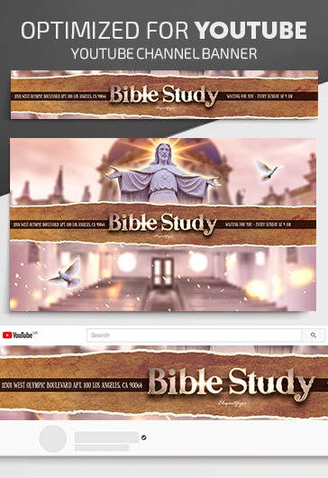 Yellow Artistic Church Youtube Banner Premium Social Media Template PSD