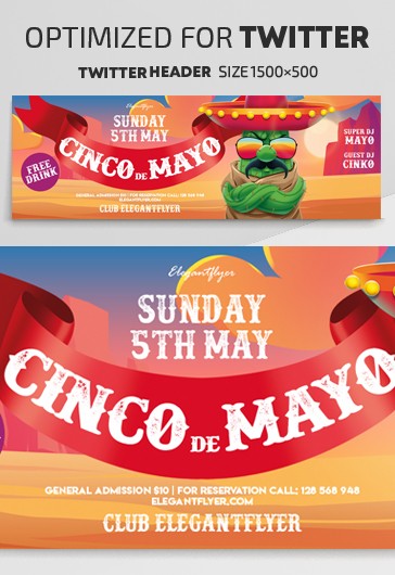 Cinco de Mayo - Free Twitter Header PSD Template - 10032334 | by ...