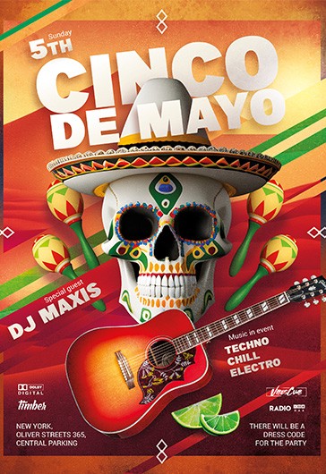 Purple Bright Cinco de Mayo Bash Free Flyer Template PSD | by Elegantflyer