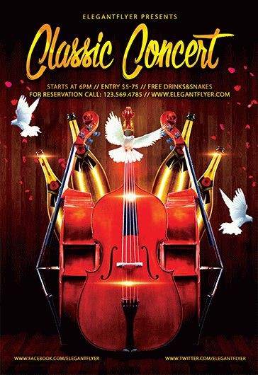 Red Artistic Classic Concert Premium Flyer Template PSD | by Elegantflyer
