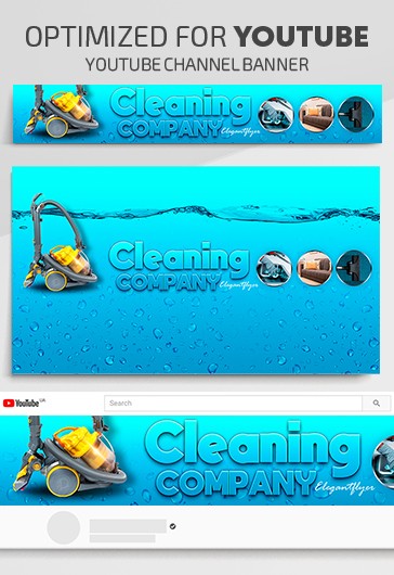 Blue Simple Cleaning Company Youtube Free Social Media Template PSD ...