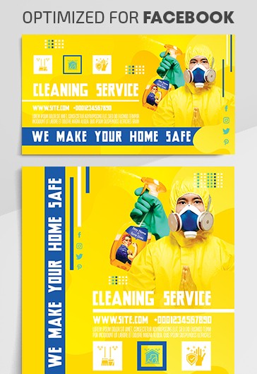 Yellow Simple Cleaning Service Facebook Premium Social Media Template PSD