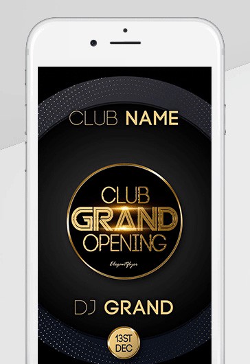 Black and Gold Luxury Club Grand Opening Free Social Media Template PSD