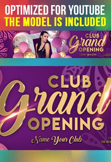 Pink Luxury Club Grand Opening Youtube Premium Social Media Template PSD